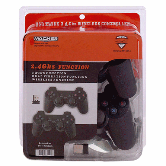 فروشگاه کالابرد. دسته بازی بی سیم دوبل Macher مدل MR-W64 رنگ مشکی